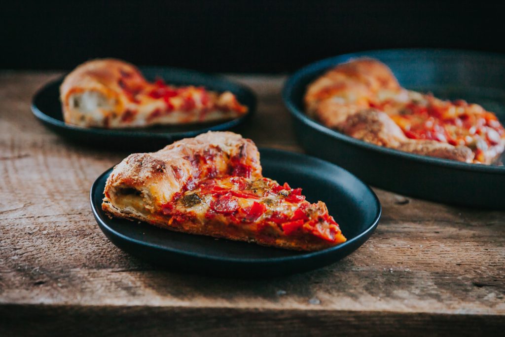 Green Chili & Pepperoni Stuffed Crust Pizza | A-Yo Kitchen